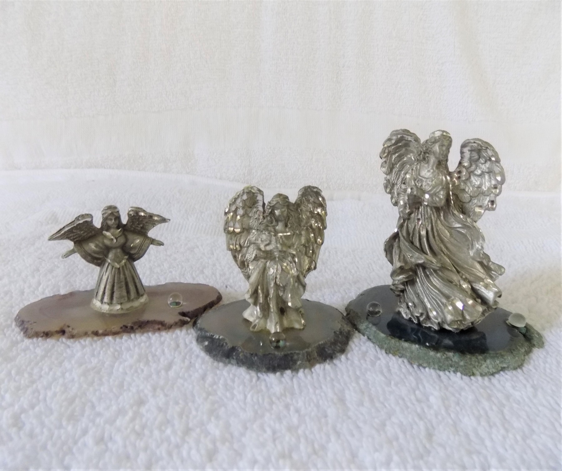 Set of 3, Diamond cut Pewter Angels - Timeless Treasures and Collectibles